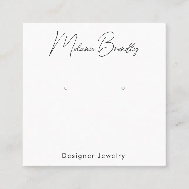 Elegant Handwritten Name Jewelry Earring Display Square Business Card ...