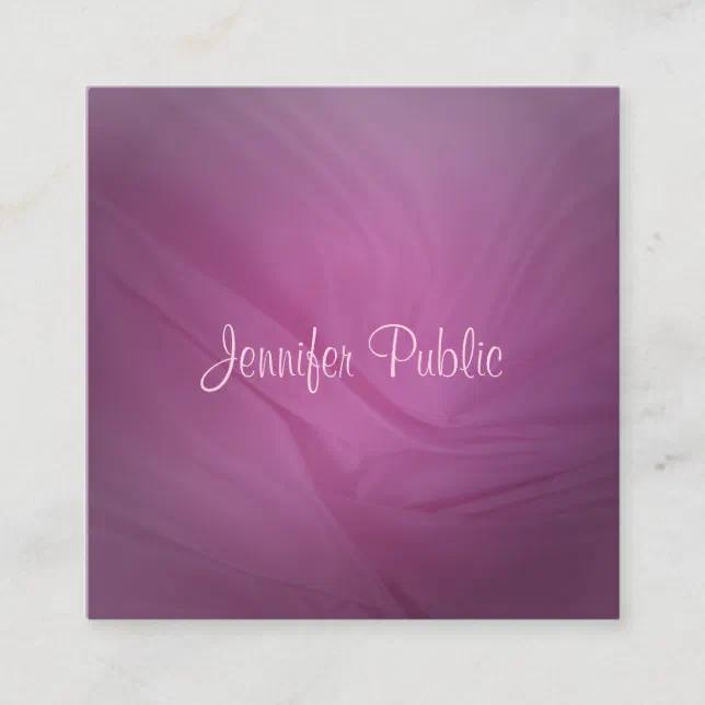 Elegant Handwritten Name Purple Template Modern Square Business Card ...