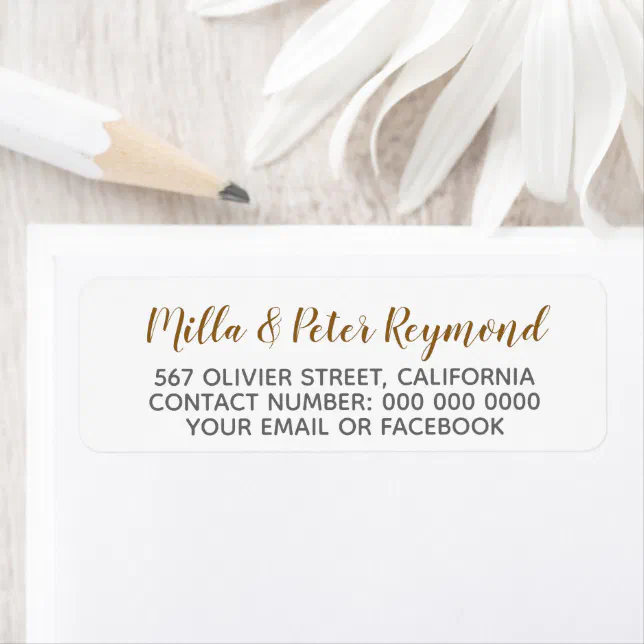 Elegant handwritten names + address information label | Zazzle