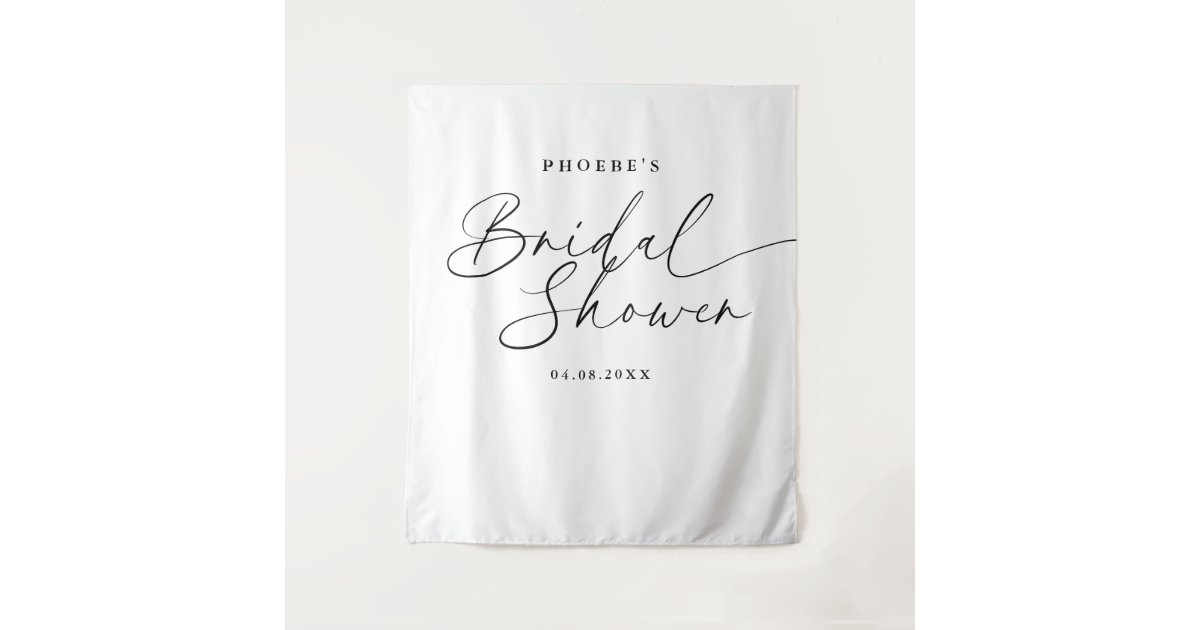Elegant Handwritten Script Bridal Shower Backdrop | Zazzle