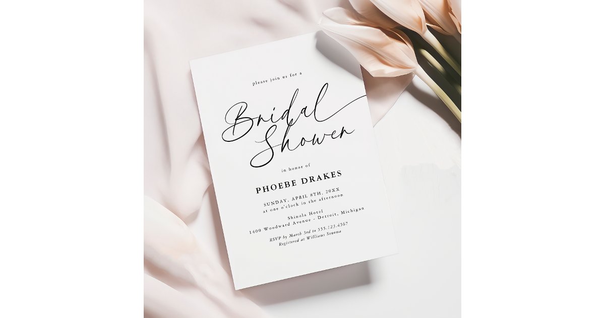 Elegant Handwritten Script Bridal Shower Invitation | Zazzle