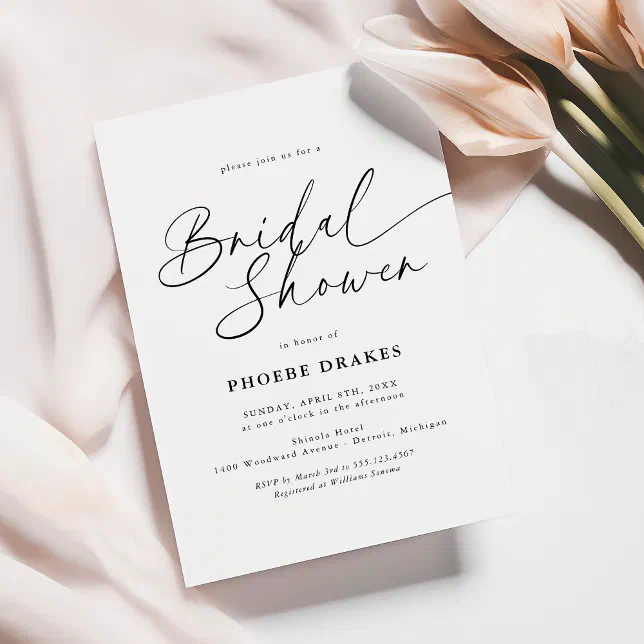 Elegant Handwritten Script Bridal Shower Invitation | Zazzle