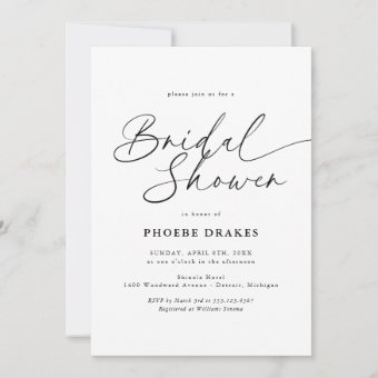 Elegant Handwritten Script Bridal Shower Invitation | Zazzle