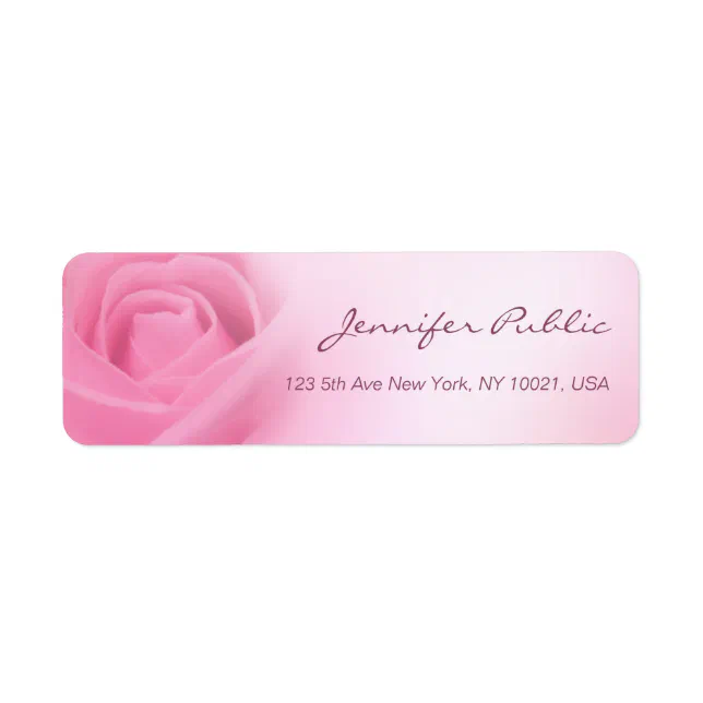 Elegant Handwritten Script Modern Pink Rose Label | Zazzle