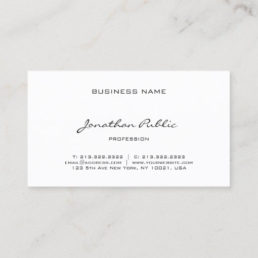 Elegant Handwritten Script Modern Professional Top Business Card | Zazzle