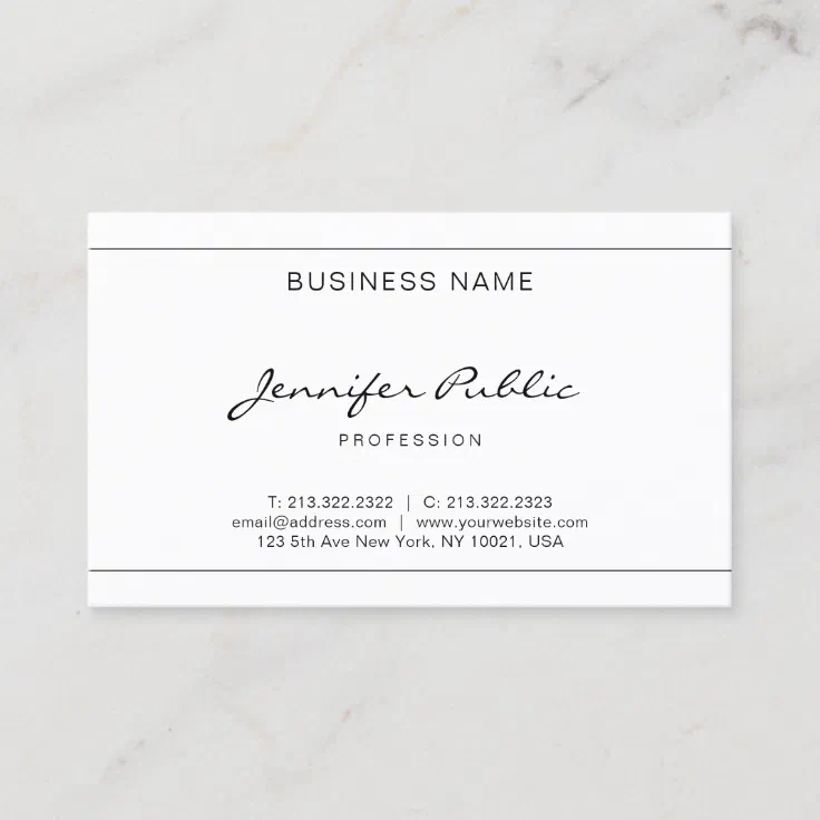 Elegant Handwritten Script Modern Simple Design Business Card | Zazzle