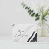 Elegant Handwritten Script Name Black White Marble Business Card | Zazzle