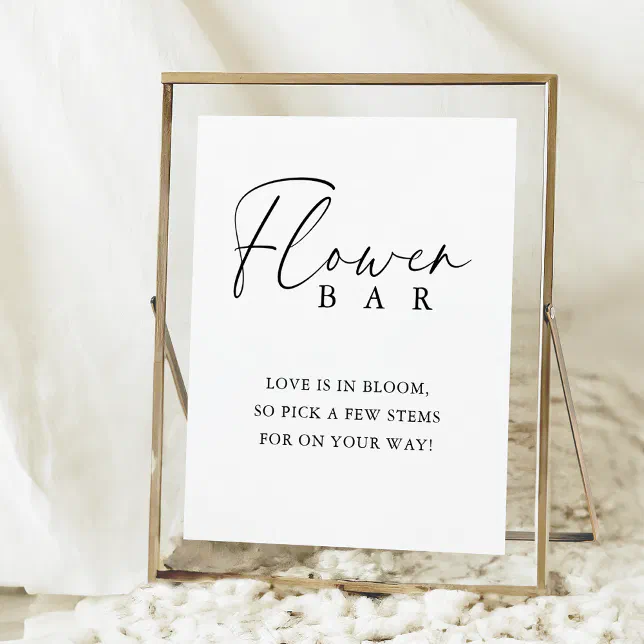 Elegant Handwritten Script Shower Flower Bar Poster | Zazzle