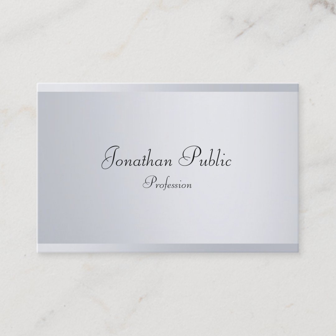 Elegant Handwritten Script Template Modern Silver Business Card | Zazzle