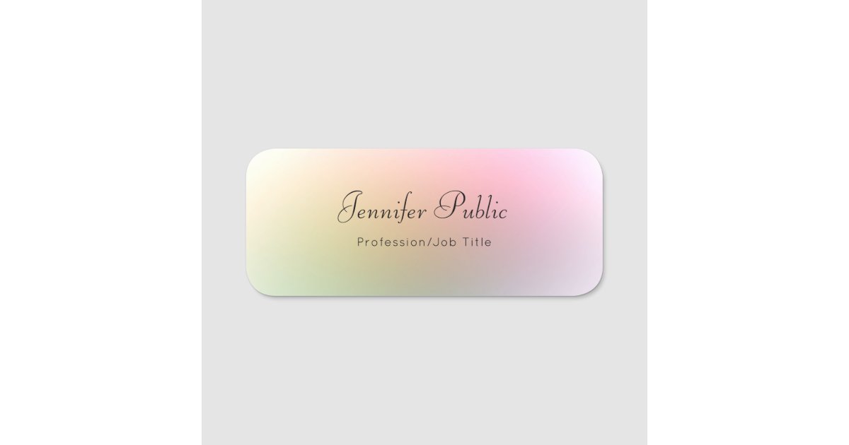 Elegant Handwritten Script Text Colorful Template Name Tag | Zazzle
