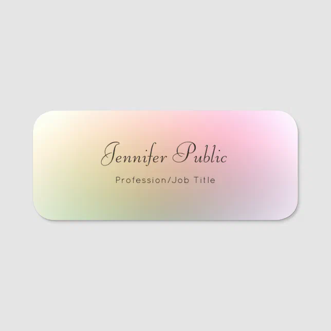Elegant Handwritten Script Text Colorful Template Name Tag | Zazzle