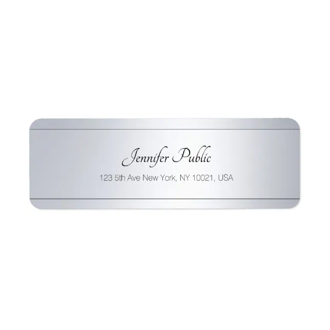 Elegant Handwritten Script Text Silver Template Label | Zazzle