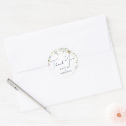 Elegant Handwritten Wildflower Thank You Sticker | Zazzle