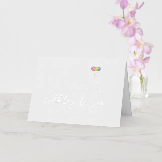 Elegant Happy Birthday Balloons Real Estate Foil Greeting Card | Zazzle