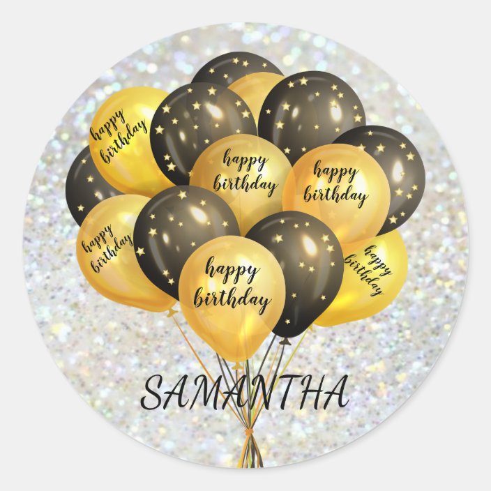 Elegant Happy Birthday Round Stickers | Zazzle.com