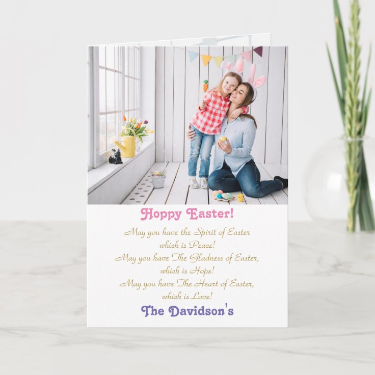 Elegant Happy Easter Family Photos Card | Zazzle