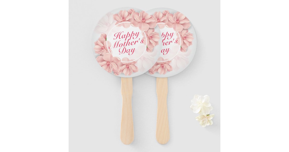 Elegant Happy Mother's Day Floral Frame Hand Fan | Zazzle