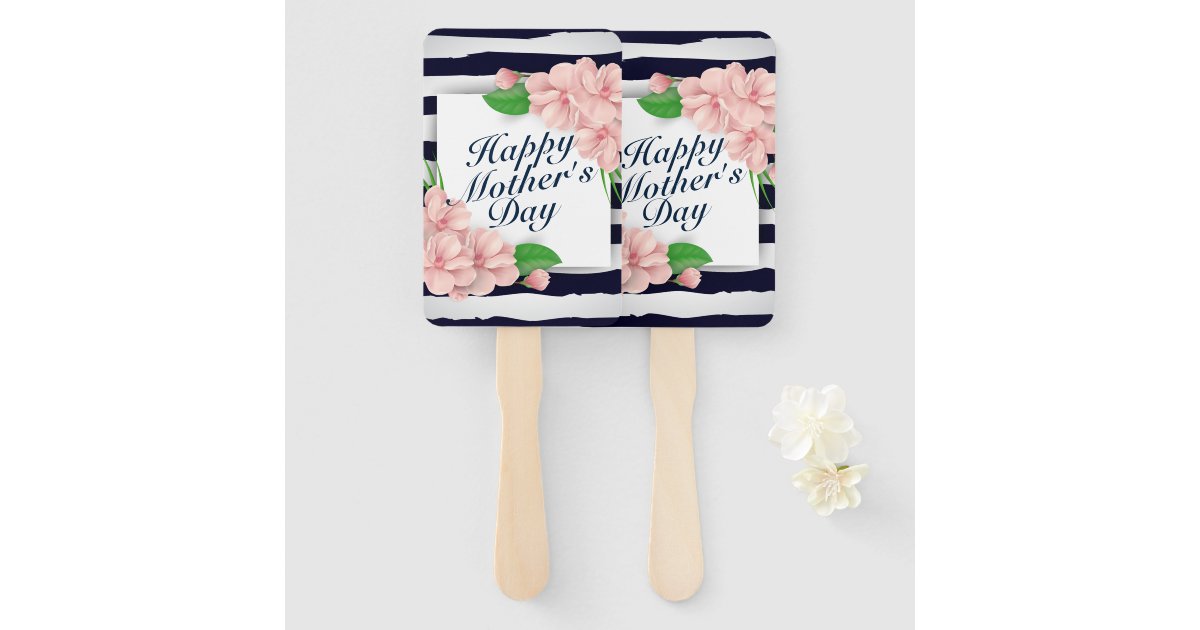 Elegant Happy Mother's Day Floral Frame Hand Fan | Zazzle
