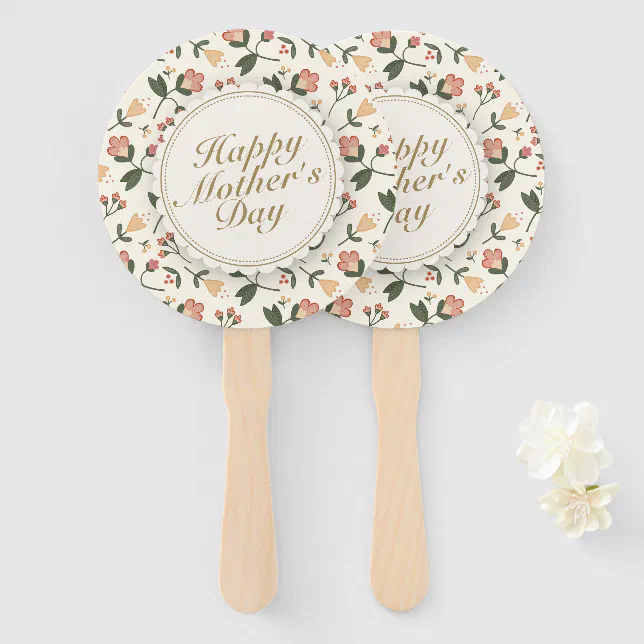 Elegant Happy Mother's Day Floral Frame Hand Fan | Zazzle