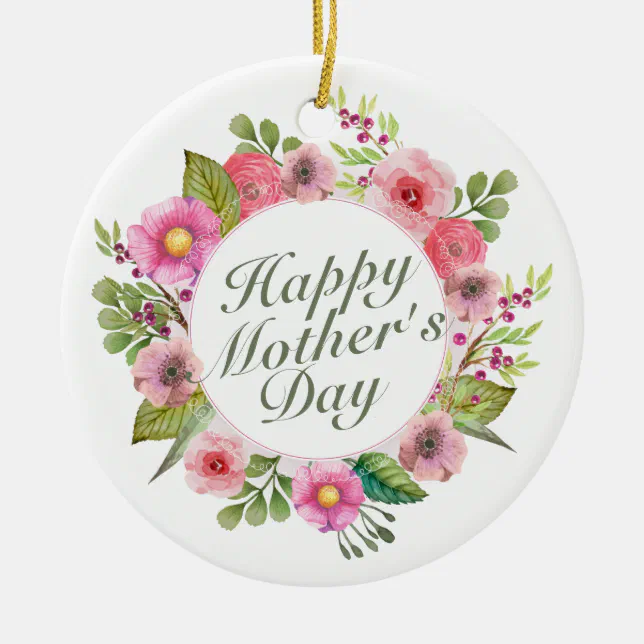 Elegant Happy Mother's Day Floral Frame Ornament | Zazzle