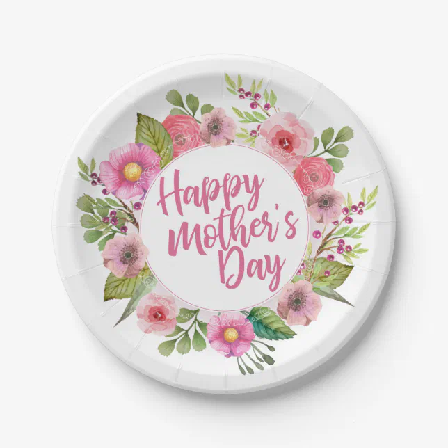 Elegant Happy Mother's Day Floral | Paper Plate | Zazzle