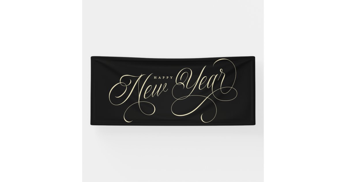 Elegant Happy New Year script Banner | Zazzle