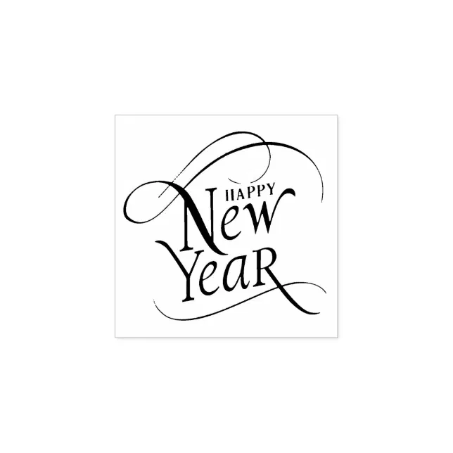 Elegant Happy New Year Script Rubber Stamp | Zazzle