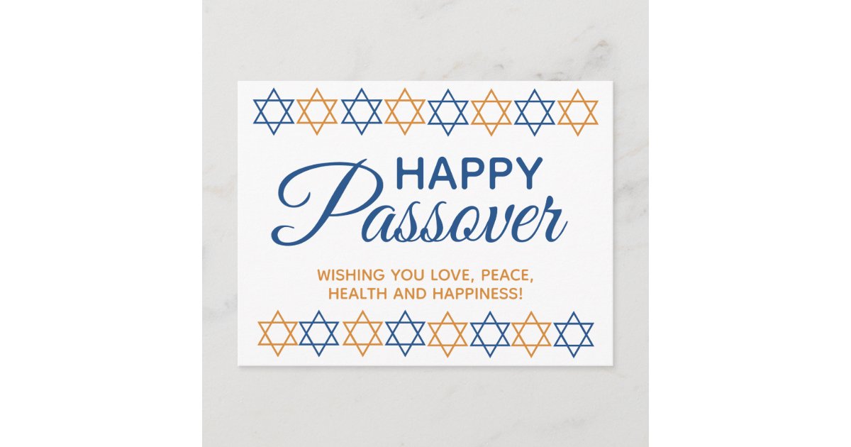 Elegant Happy Passover Pesach Seder Star of David Postcard | Zazzle