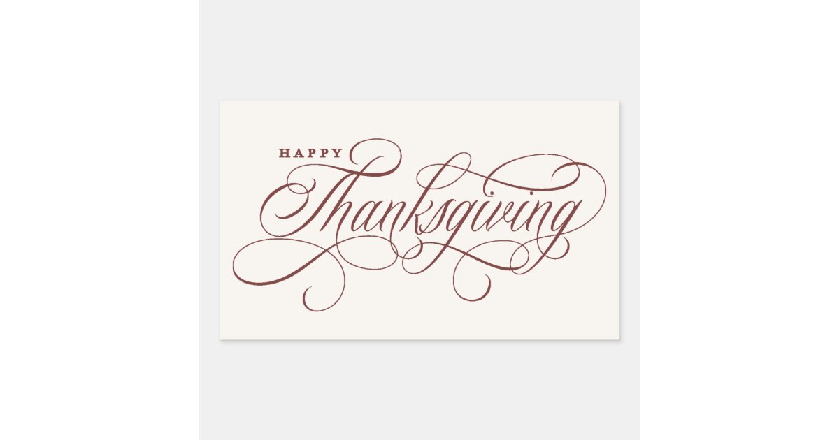 Elegant Happy Thanksgiving script design Rectangular Sticker | Zazzle