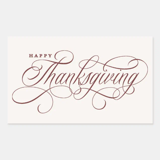 Elegant Happy Thanksgiving script design Rectangular Sticker | Zazzle
