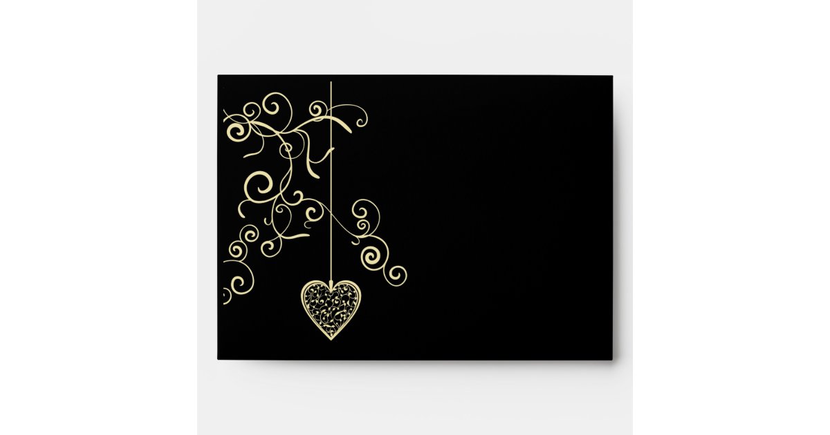 Elegant Heart Golden Wedding Anniversary Envelope | Zazzle