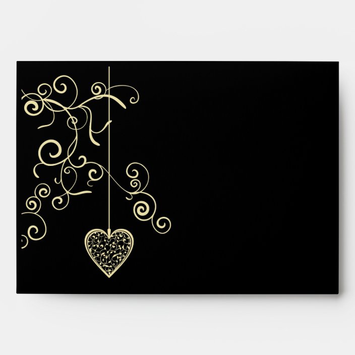 Elegant Heart Golden Wedding Anniversary Envelope | Zazzle.com