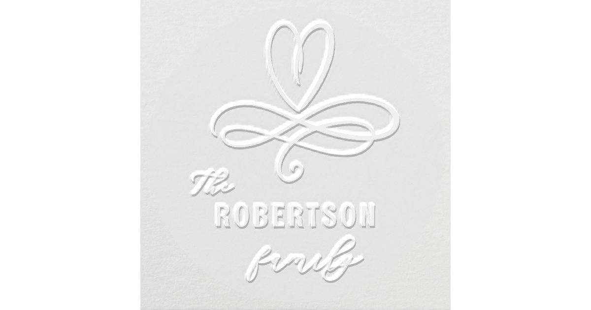 Elegant Heart Simple Family Name Personalized Embosser | Zazzle