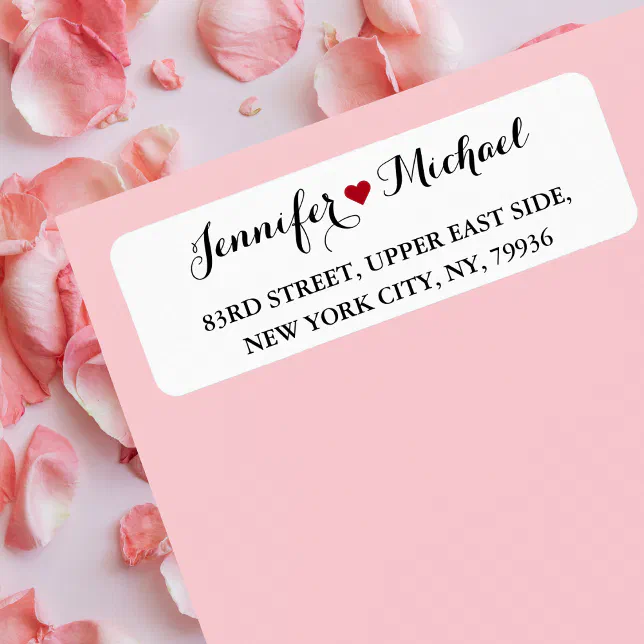 Elegant Heart Wedding Bride Groom Return Address Label | Zazzle
