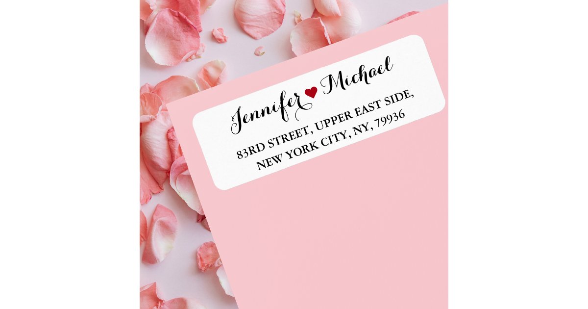 Elegant Heart Wedding Bride Groom Return Address Label | Zazzle