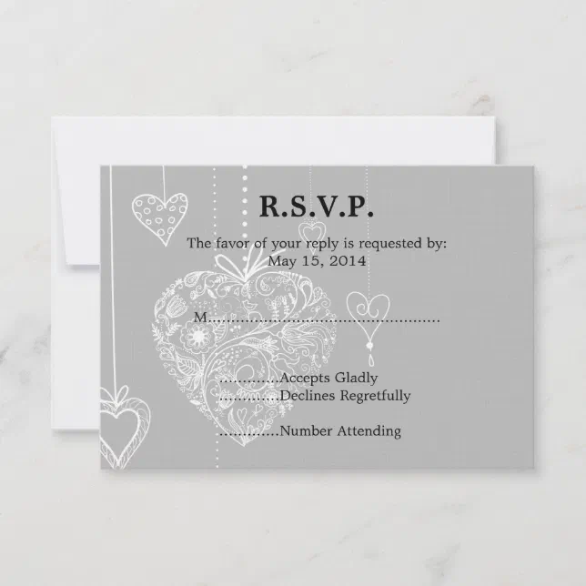 Elegant Hearts Wedding RSVP | Zazzle