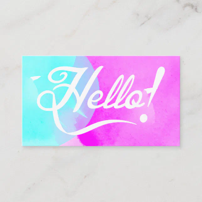 Elegant Hello Watercolor Business Card | Zazzle