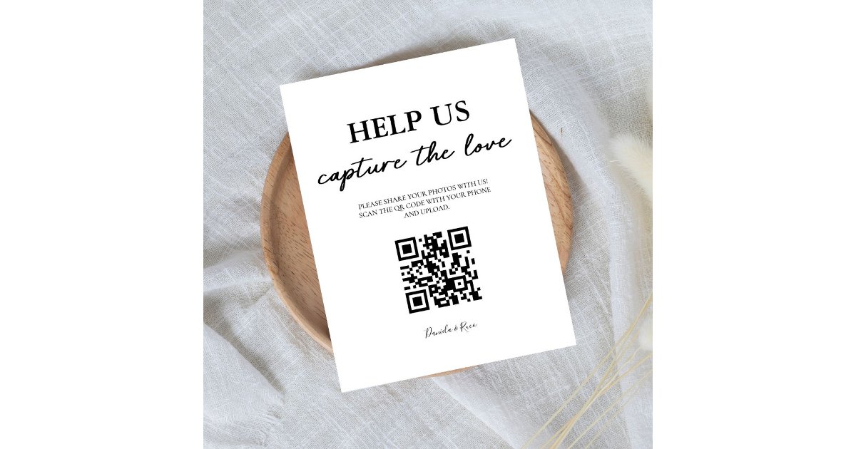 Elegant Help us Capture The Love QR Code Pedestal Sign | Zazzle