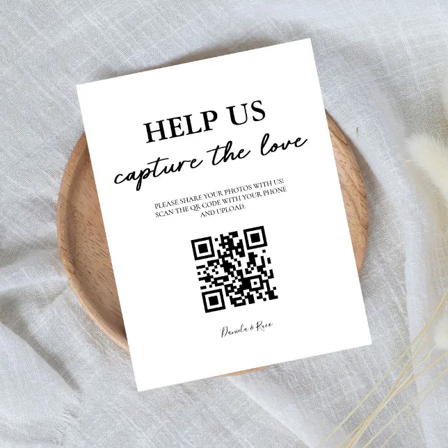Elegant Help us Capture The Love QR Code Pedestal Sign | Zazzle