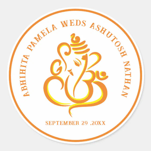 Elegant Hindu Wedding Ganesha Classic Round Sticker | Zazzle