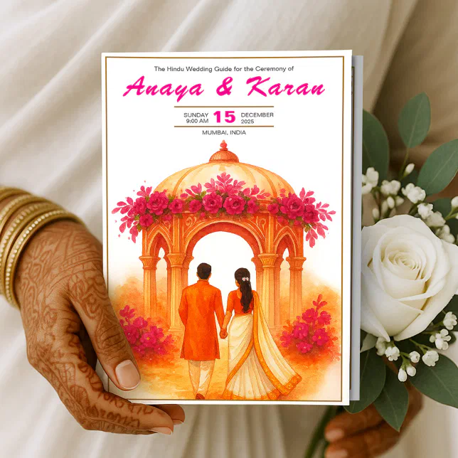 Elegant Hindu Wedding Program Indian Ceremony Guid Flyer | Zazzle