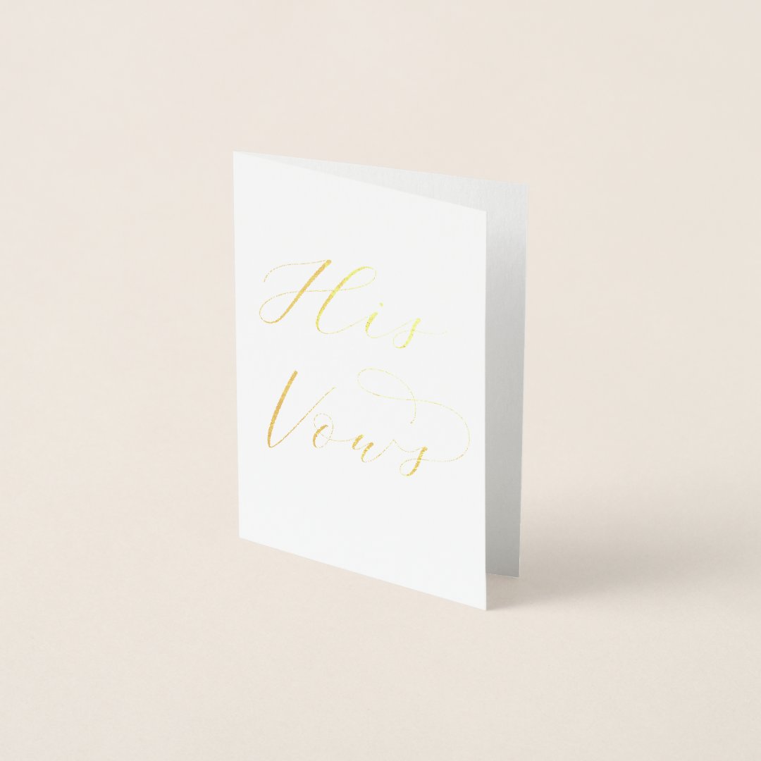 Elegant His Vows Wedding Card for Groom's Vows | Zazzle