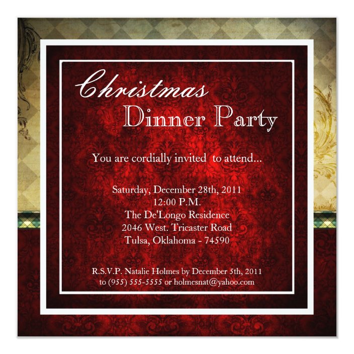 Elegant Holiday Christmas Dinner Party Invitation | Zazzle.com