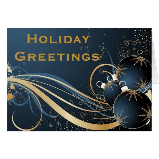 Elegant Holiday Greetings in Blue Card | Zazzle.com