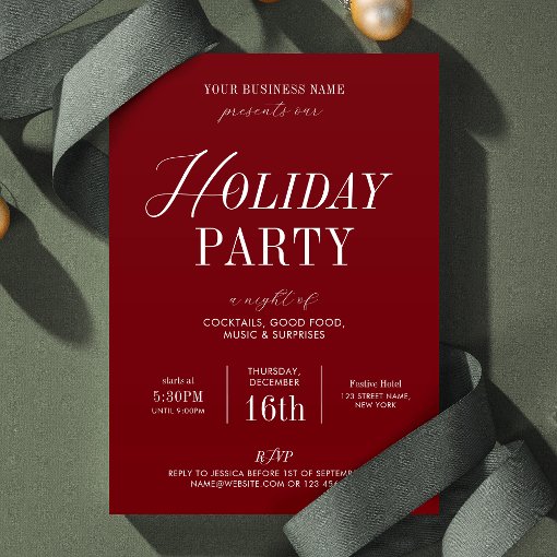 Elegant Holiday Office Party Business Christmas Invitation | Zazzle