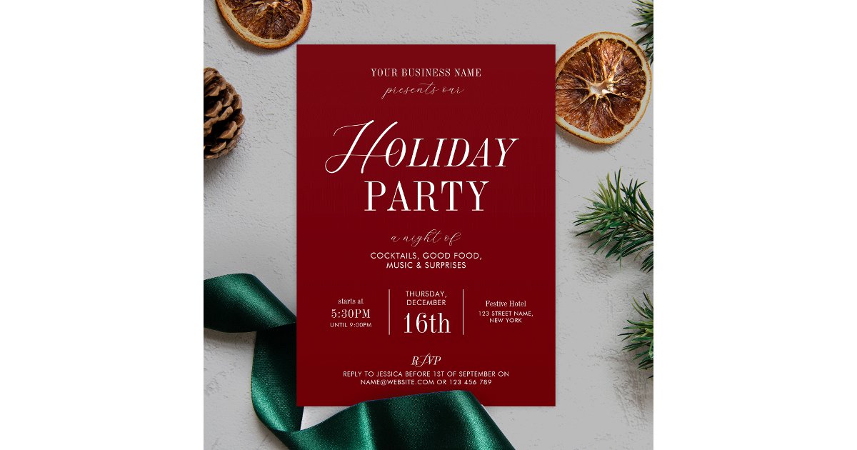 Elegant Holiday Office Party Business Christmas Invitation | Zazzle