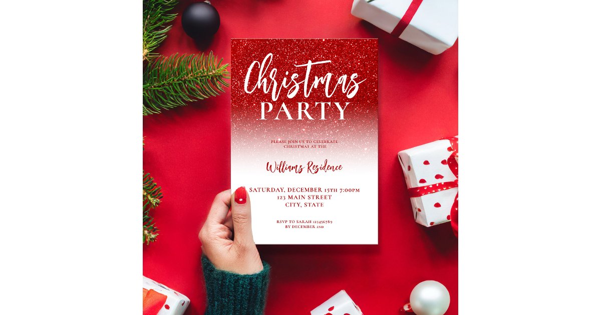 Elegant Holiday Party Christmas Invitation | Zazzle