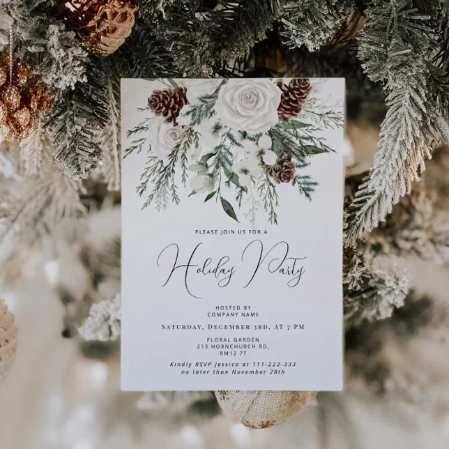 Elegant holiday party invitation | Zazzle