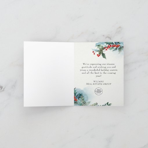 Elegant Holly Deer Christmas Corporate Greeting Holiday Card | Zazzle