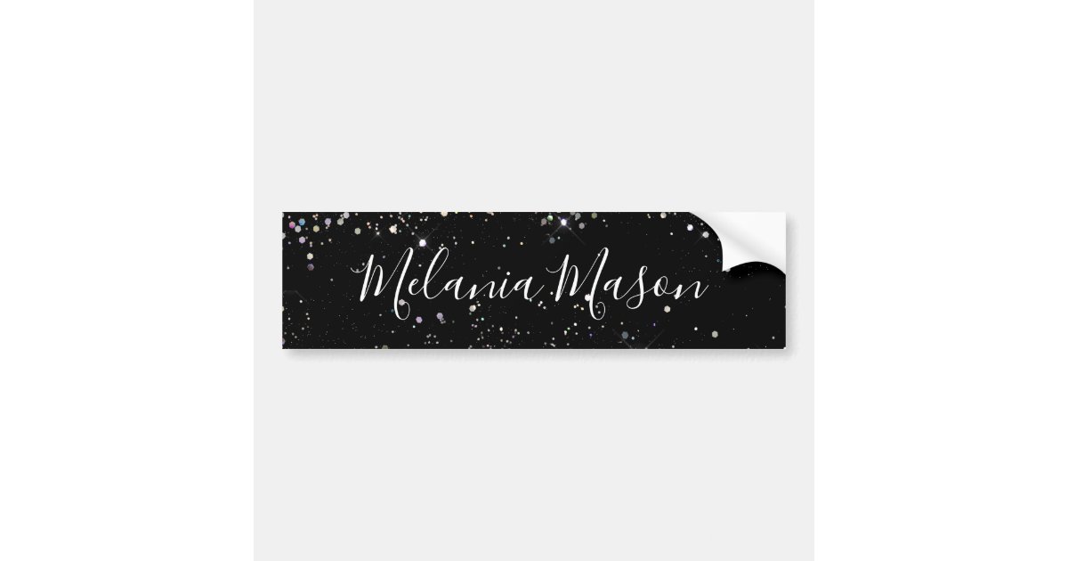 Elegant Holographic Glitter Black Business Bumper Sticker | Zazzle